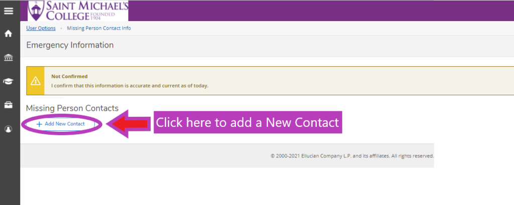 How to Enter your Missing Person Contact Info | Saint Michael's College