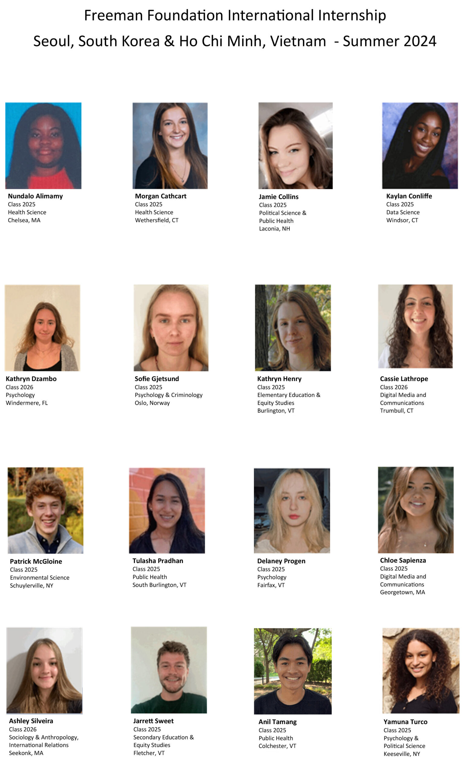 Freeman Foundation scholars announced for summer 2024 | Saint Michael's ...