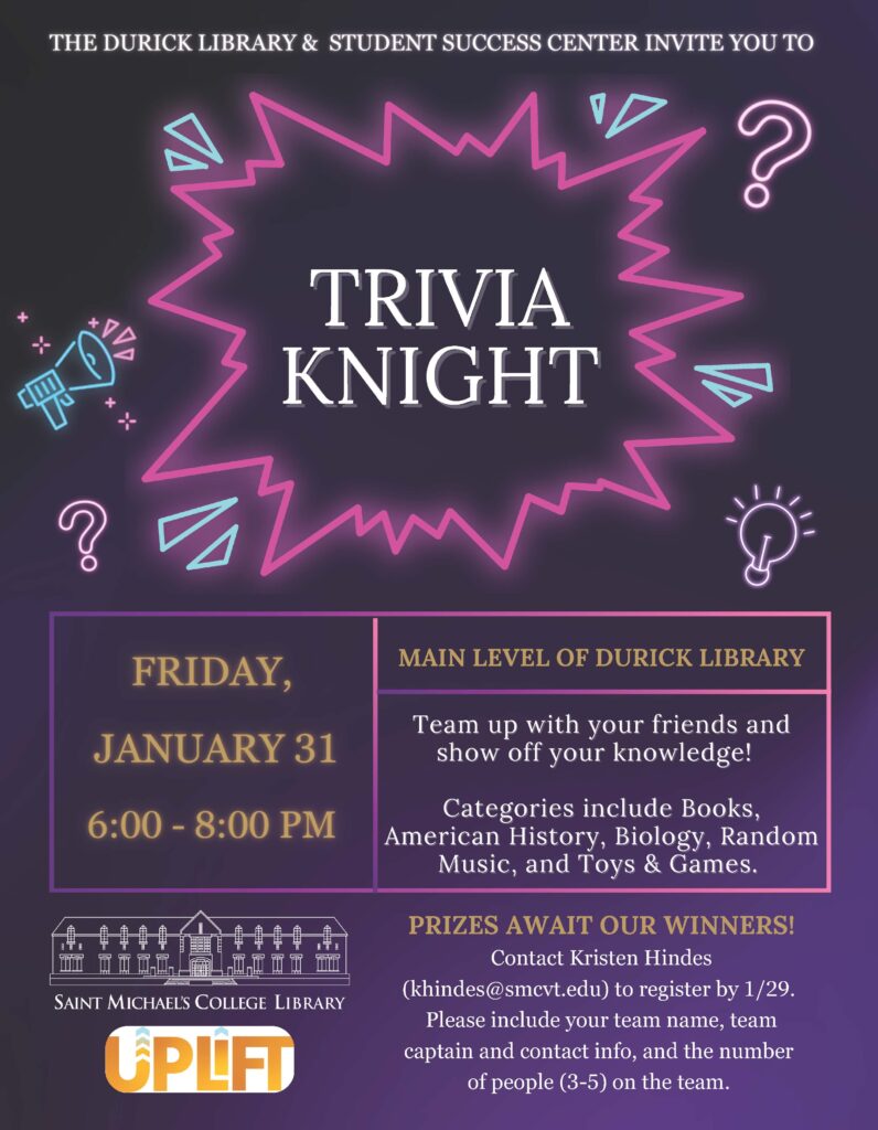 Trivia Knight in the Library | Saint Michael's College